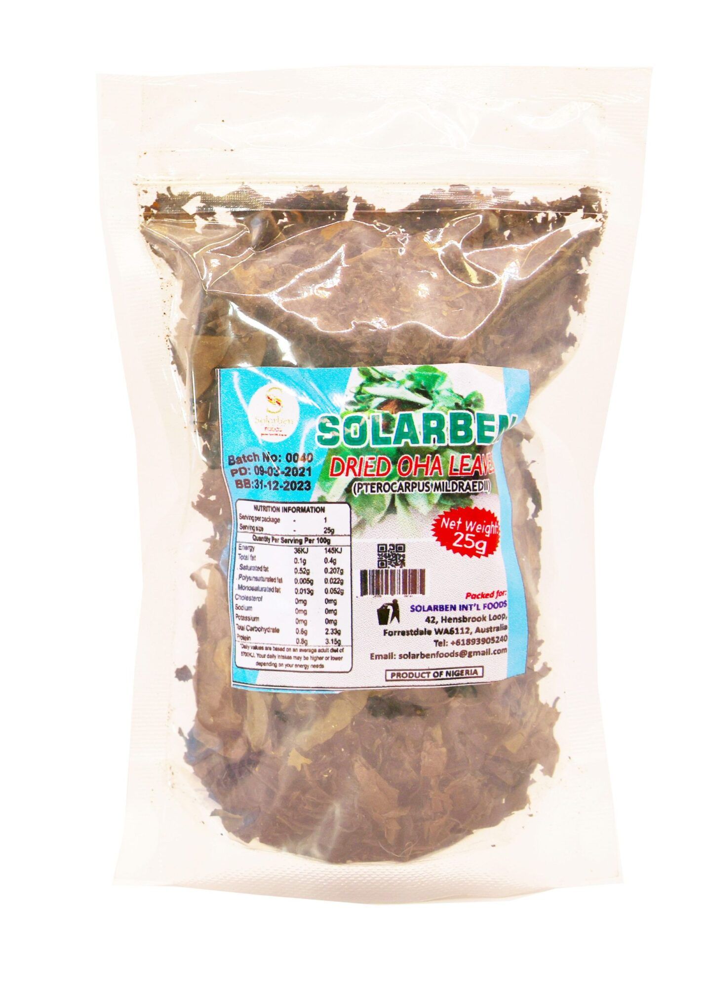 Dried Oha (African Rosewood) leaf 30g - Solarben Foods