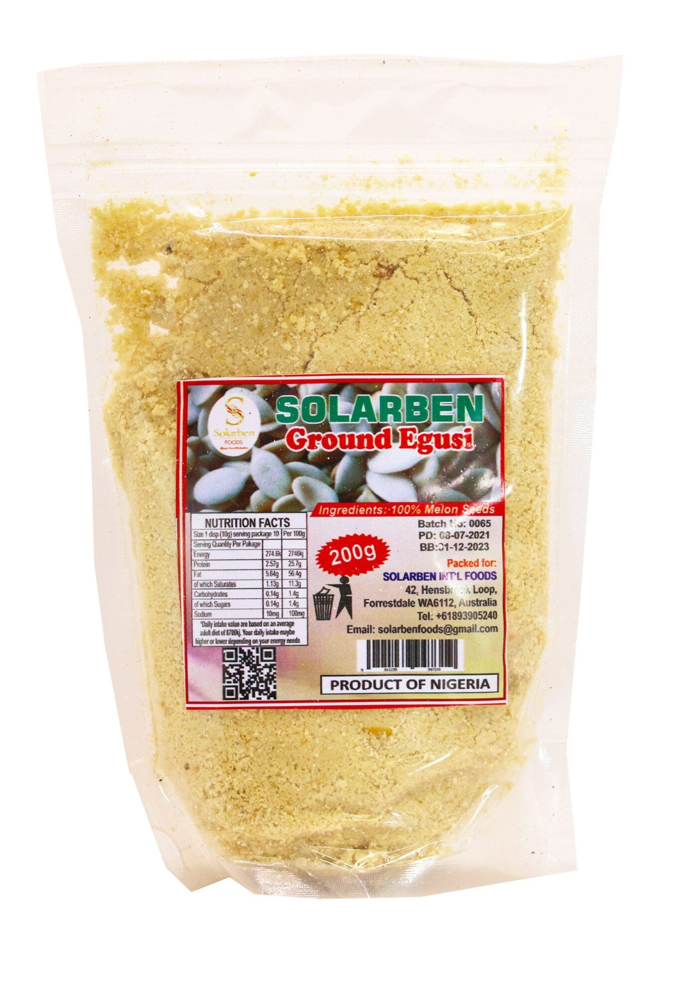 Solarben egusi ground 200g - Solarben Foods